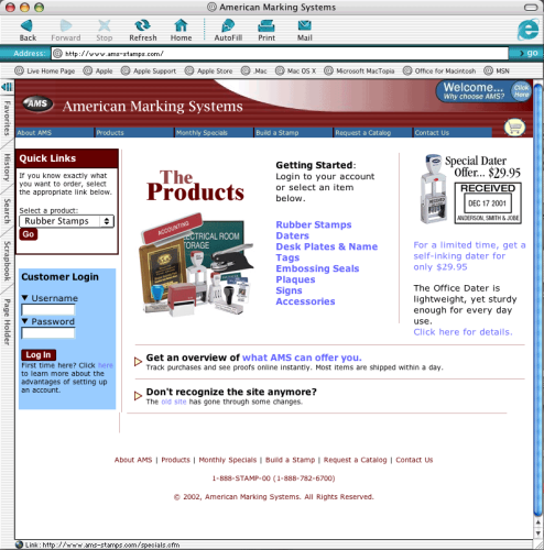 Note to customers of the old Ams-stamps.com